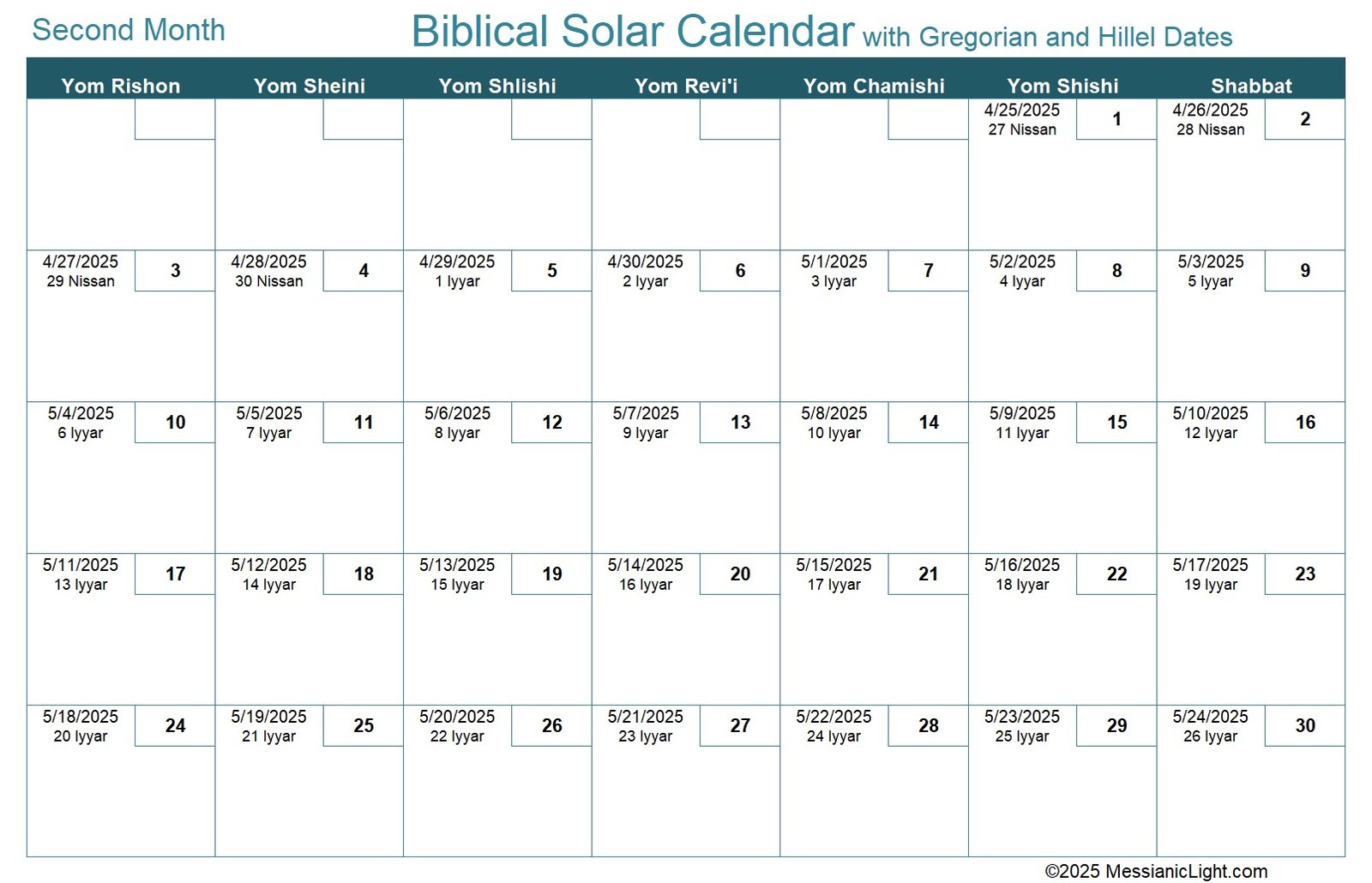 Calendar - Biblical Solar Calendar