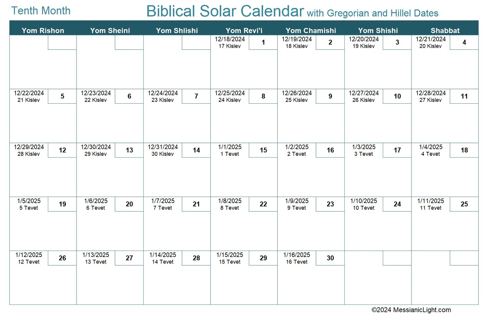 Calendar - Biblical Solar Calendar